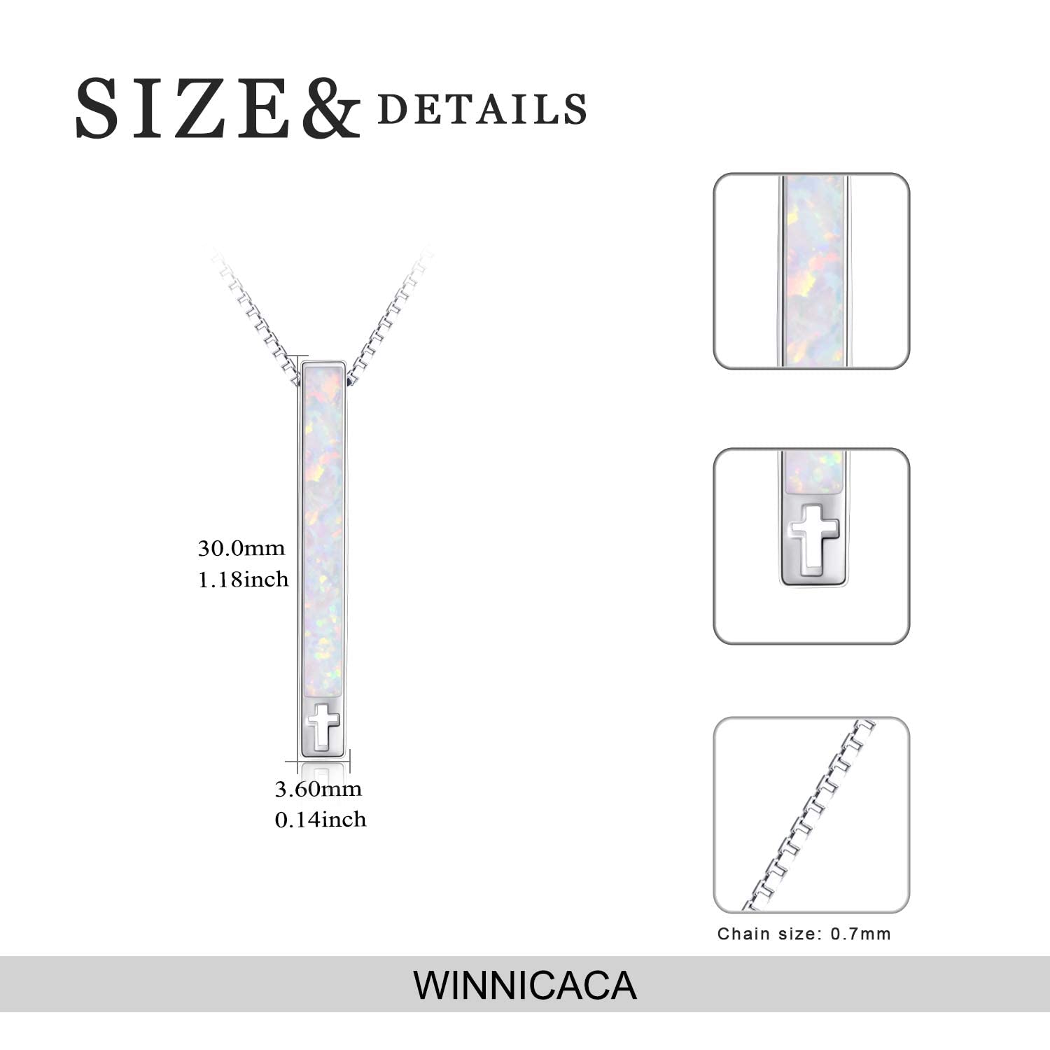 WINNICACA Vertical Bar Necklace 925 Sterling Silver White Opal Faith Necklace for Women Inspirational Jewelry for Women Her Daughter Birthday Gifts