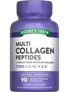 nature's truth multi collagen peptides capsules | types i, ii, iii, v, x | 2000 mg | 90 count | keto friendly | non-gmo and gluten free supplement