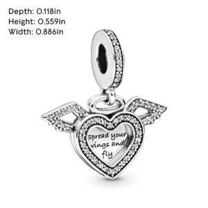 PANDORA Heart & Angel Wings, Clear CZ