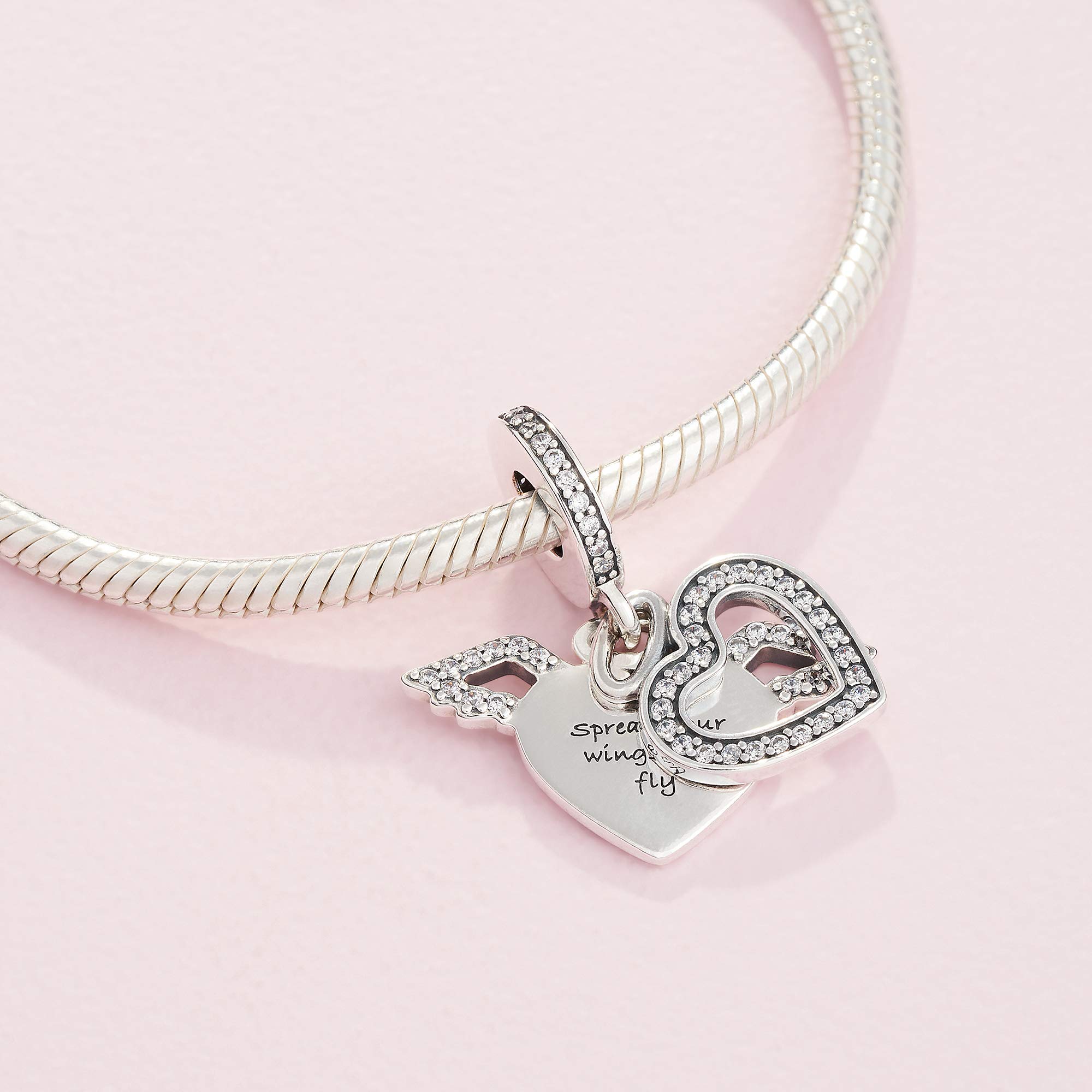 PANDORA Heart & Angel Wings, Clear CZ