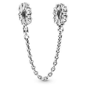 pandora jewelry clear sparkle safety chain cubic zirconia charm in sterling silver