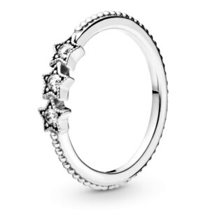 pandora celestial stars ring - sterling silver ring for women - layering or stackable ring - sterling silver with clear cubic zirconia - size 9, no gift box