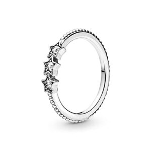 pandora celestial stars ring - sterling silver ring for women - layering or stackable ring - sterling silver with clear cubic zirconia - size 8.5, no gift box