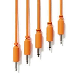 excelvalley - 5-pack - mono modular patch cables - ts 3.5mm 1/8" eurorack synthesizer [orange | 15 cm - 5.91"]