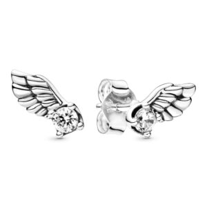 pandora sparkling angel wing stud earrings - elegant earrings for women - great gift for her - made with sterling silver & cubic zirconia