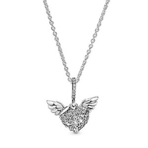 pandora pave heart & angel wings, clear cz