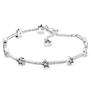 pandora celestial stars bracelet - sterling silver & cubic zirconia bracelet for women - gift for her - 7.1"