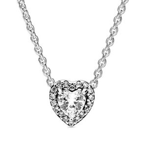 Pandora Jewelry Elevated Heart Cubic Zirconia Necklace in Sterling Silver, 17.7", No Box