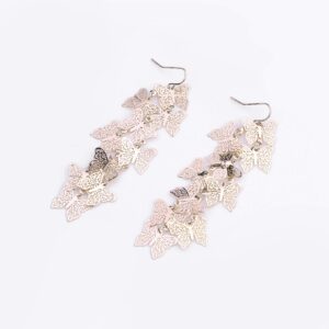 Nicole Miller New York Rosegold Casted Cutout Layered Butterfly Fashion Dangle Earrings