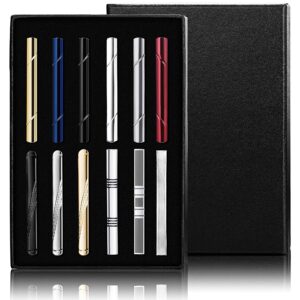 funrun jewelry 12pcs mens tie clips set black tie bar clip for regular ties necktie wedding business clips with gift box