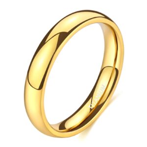 tigrade 2mm 4mm 6mm gold titanium ring plain dome high polished wedding band comfort fit size 3-13.5, 4mm, size 8