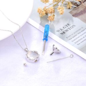 925 Sterling Silver Cremation Necklace for Ashes - Transparent Crystal Circle Urn Pendent Necklace Memorial Jewelry for Women