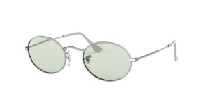 ray-ban rb3547 oval polarized sunglasses, silver/evolve photochromic green to blue, 51 mm