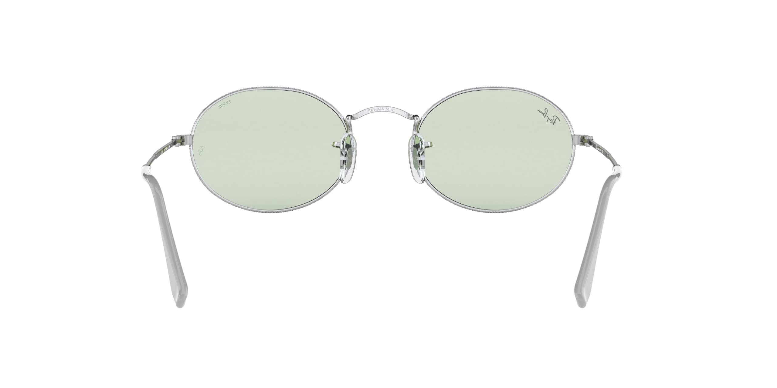 Ray-Ban Rb3547 Oval Polarized Sunglasses, Silver/Evolve Photochromic Green to Blue, 51 mm