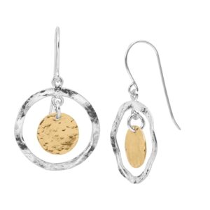 silpada 'marbella' two-tone disc drop earrings in sterling silver and gold-plating