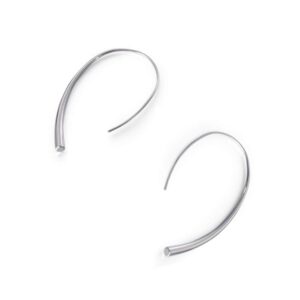 open hoop earrings - upside down threader earrings, surgical titanium steel hypoallergenic (silver)