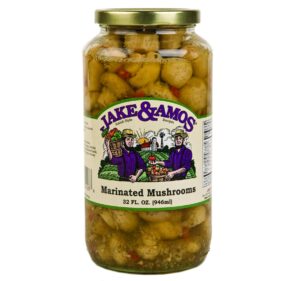 jake & amos marinated mushrooms, 2-pack 32 oz. quart jars