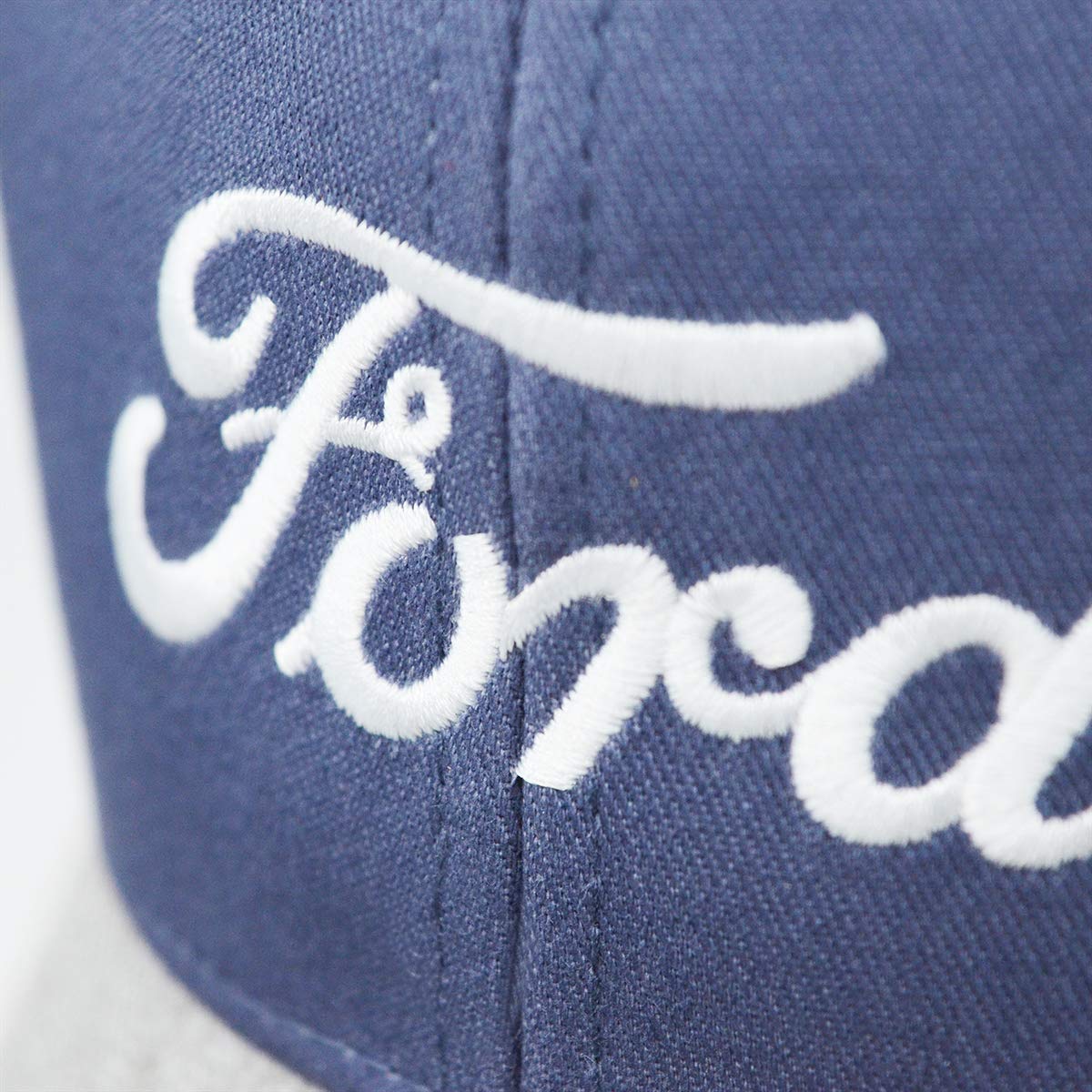 Ford Vintage Script Chino Twill Adjustable Baseball Cap, Blue and Grey