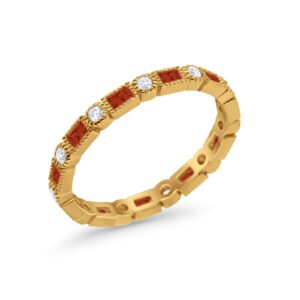 blue apple co. 3mm art deco full eternity wedding band baguette round yellow tone, simulated garnet cz 925 sterling silver 5