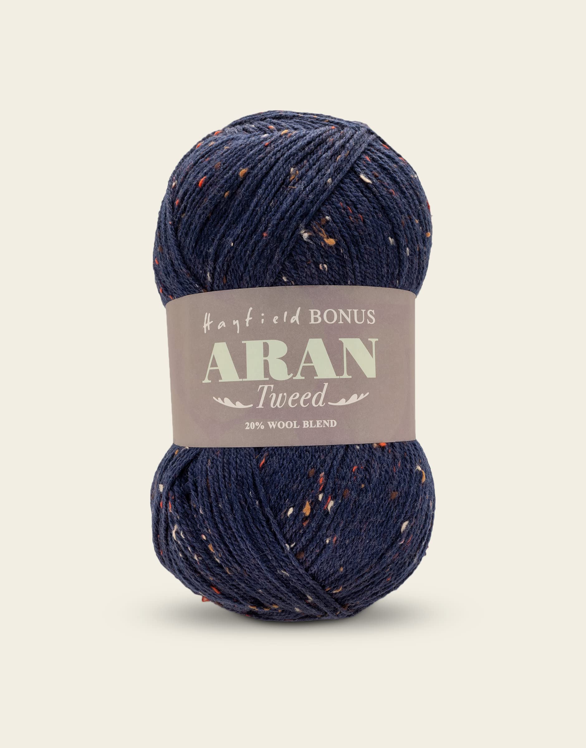 Hayfield Bonus Aran Tweed, Navy Tweed (636), 400g by Sirdar Blue F011-0636