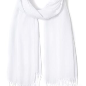 Cindy & Wendy Pashmina Shawls and Wraps Large Scarfs for Women Wedding Party Bridal Long Fashion Solid Shawl Wrap with Fringes (pure white)