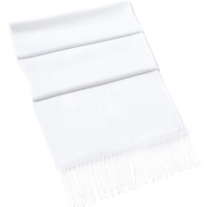 Cindy & Wendy Pashmina Shawls and Wraps Large Scarfs for Women Wedding Party Bridal Long Fashion Solid Shawl Wrap with Fringes (pure white)