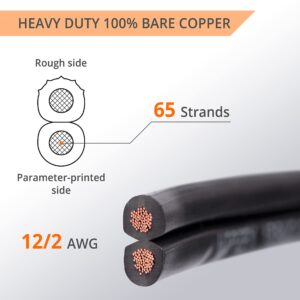 Wirefy 12/2 Low Voltage Landscape Lighting Copper Wire - Outdoor Direct Burial - 12-Gauge 2-Conductor 250 Feet | Landscape Lighting Wire | Low Voltage Wire 12/2 | 12/2 Landscape Wire