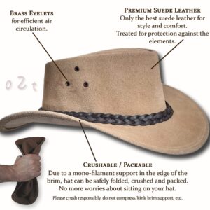 Oztrala Jacaru Hat Suede Leather Cowboy Men's Womens Childrens Kids Australian Outback Western Aussie WS 1007 US