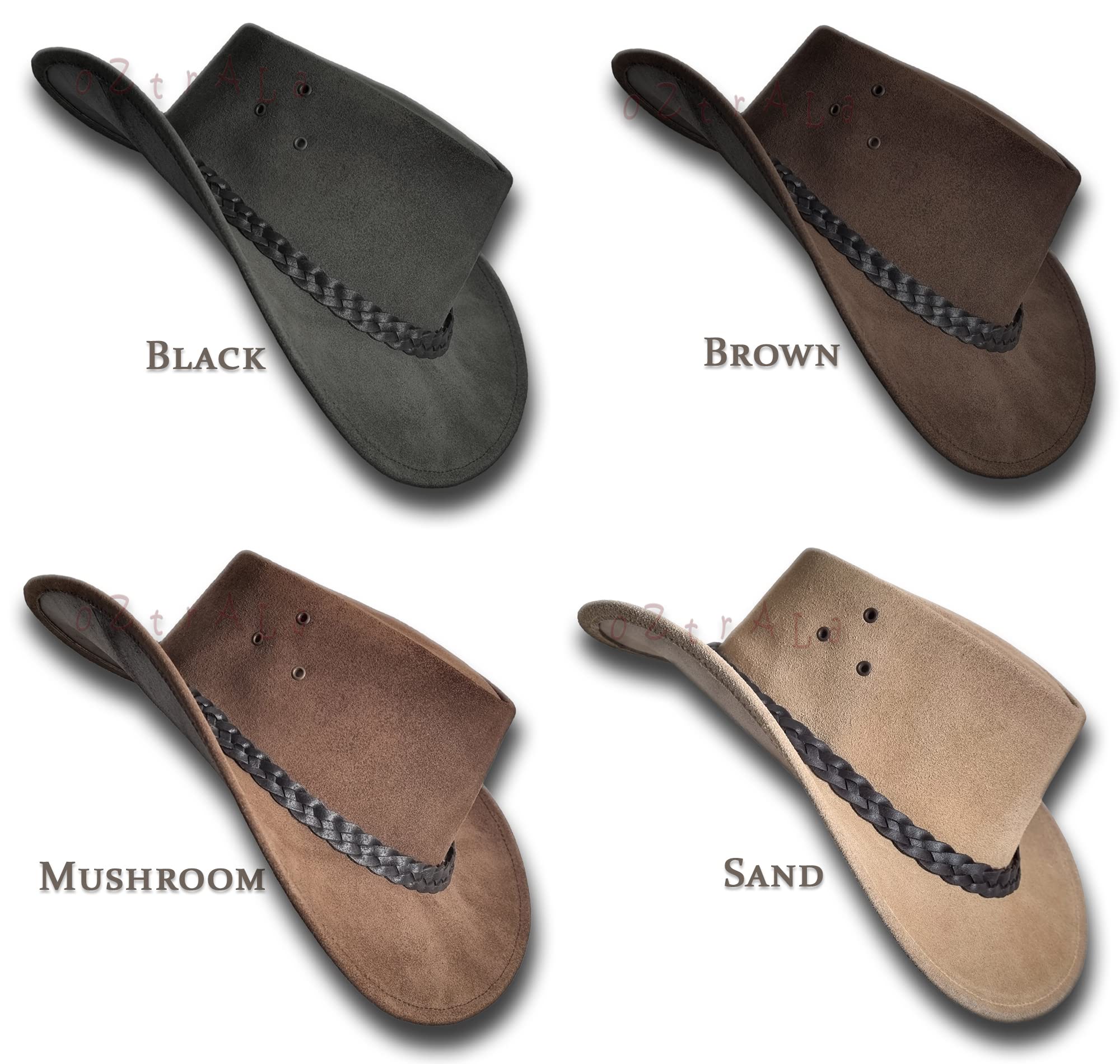 Oztrala Jacaru Hat Suede Leather Cowboy Men's Womens Childrens Kids Australian Outback Western Aussie WS 1007 US