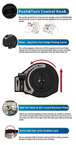 Maxsun Portable Gas Stove MS-7 (Silver) 11,500 BTU, Extreme High Power, Camp Stove, w/Carrying Case