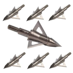 bowhunting 100 grain, 3 blade broadhead steel tips for archery crossbow bolts arrows, 1" cutting diameter, 12 pack