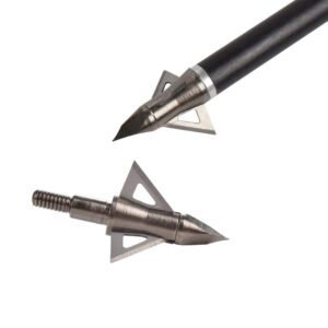 Bowhunting 100 Grain, 3 Blade Broadhead Steel Tips for Archery Crossbow Bolts Arrows, 1" Cutting Diameter, 12 Pack