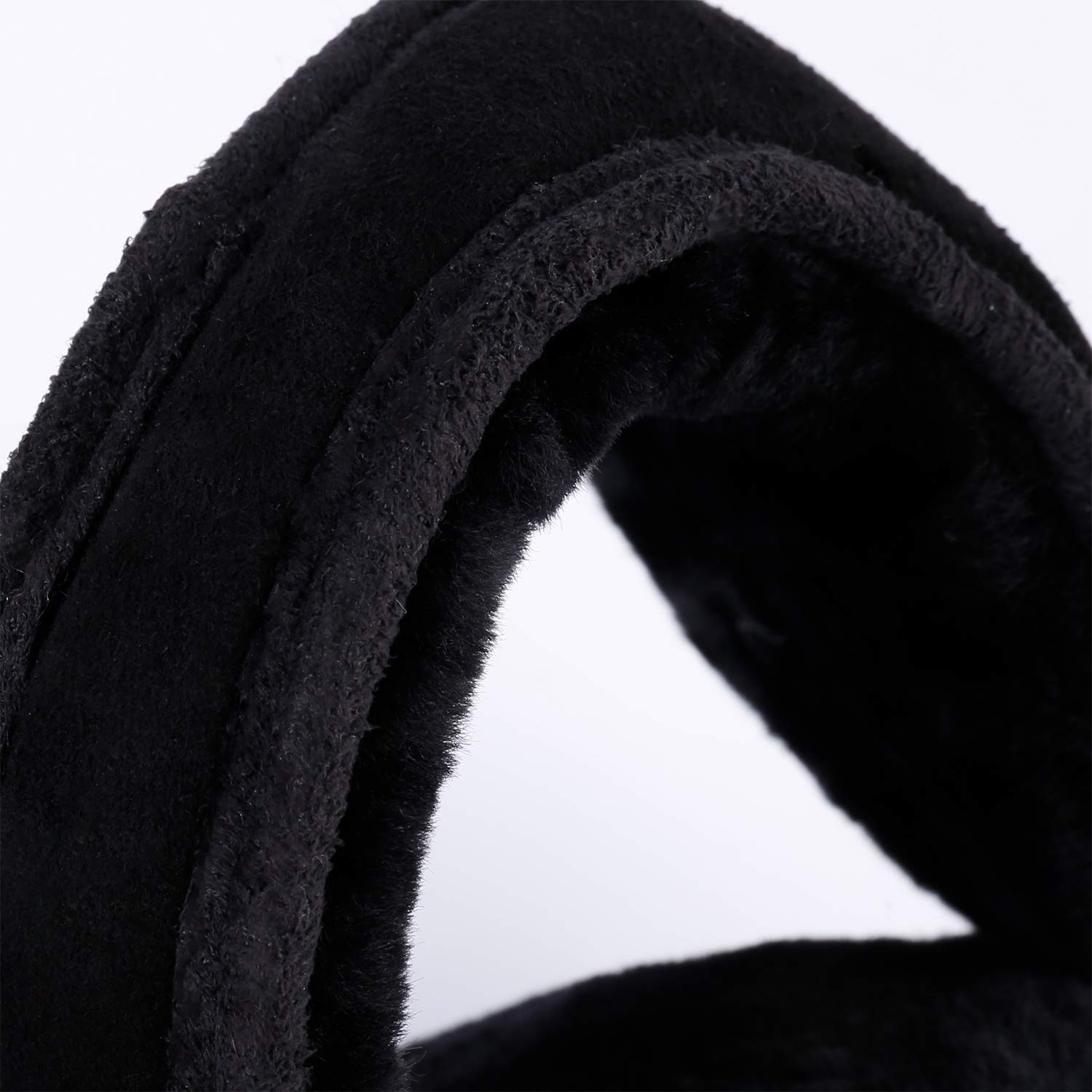 MaxW Winter Wool Ear Muffs for Men and Women Cute Fluffy Earmuffs Soft Cozy Outdoor Ear Warmer Black