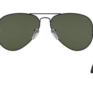 Ray-Ban RB3689 Aviator Metal II Sunglasses, Black/G-15 Green, 62 mm