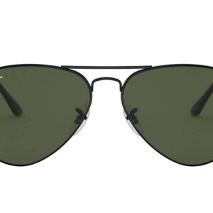 Ray-Ban RB3689 Aviator Metal II Sunglasses, Black/G-15 Green, 62 mm