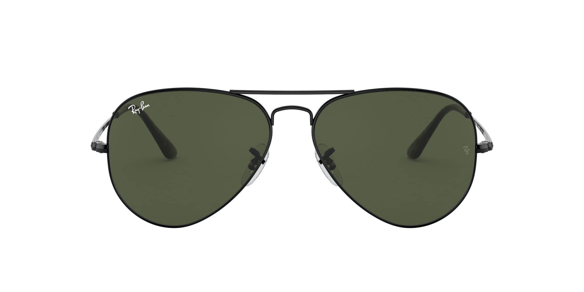 Ray-Ban RB3689 Aviator Metal II Sunglasses, Black/G-15 Green, 62 mm