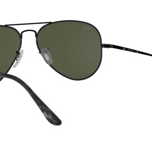 Ray-Ban RB3689 Aviator Metal II Sunglasses, Black/G-15 Green, 62 mm