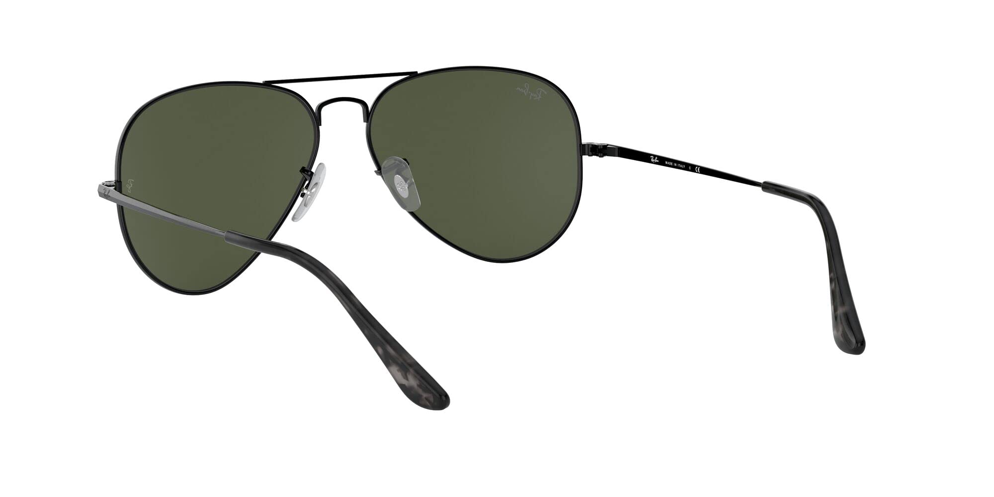 Ray-Ban RB3689 Aviator Metal II Sunglasses, Black/G-15 Green, 62 mm