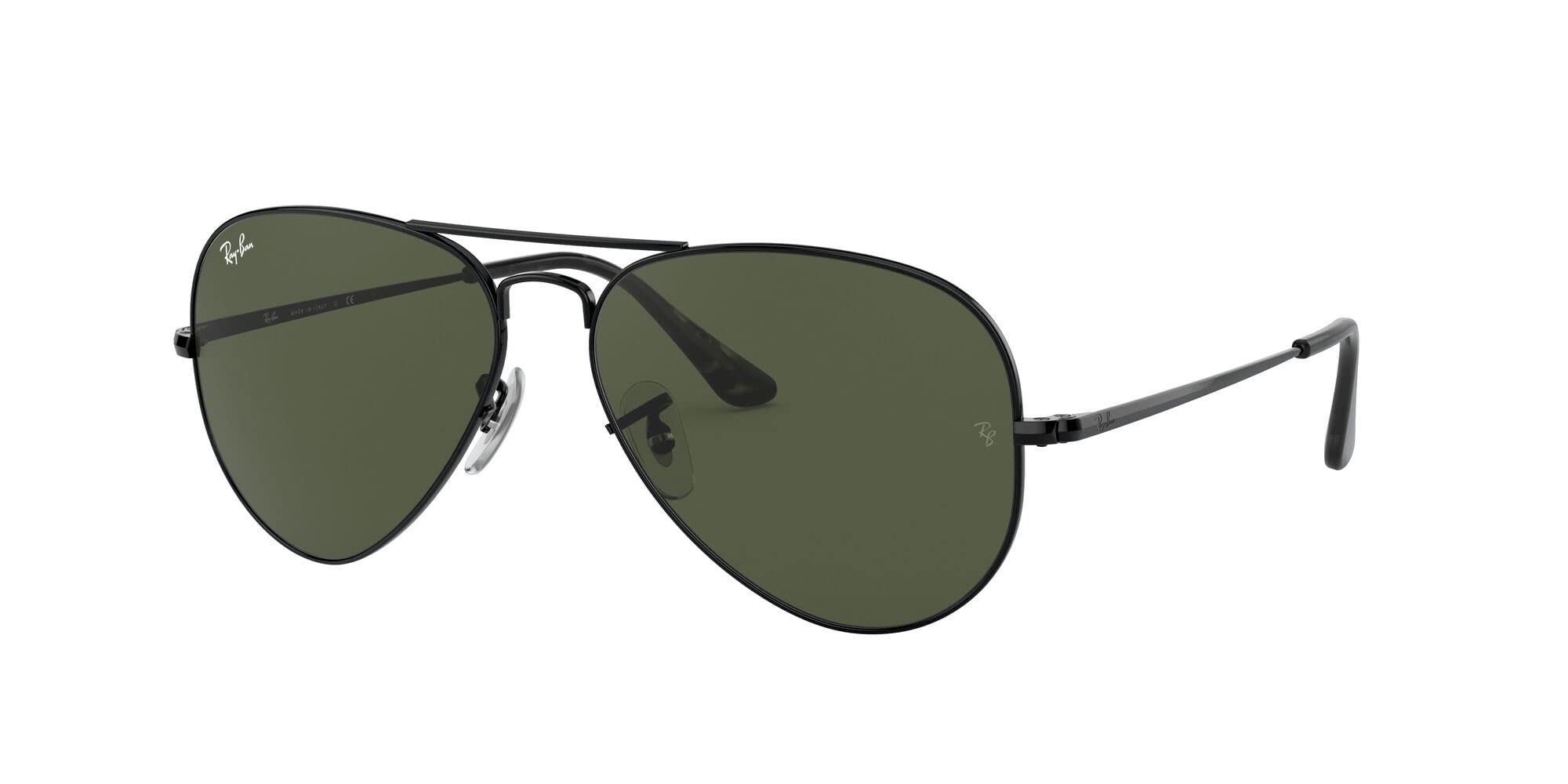 Ray-Ban RB3689 Aviator Metal II Sunglasses, Black/G-15 Green, 62 mm