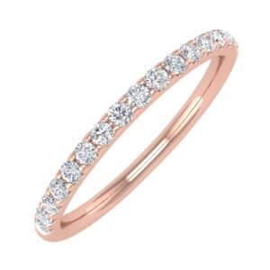 1/4 carat round diamond wedding band ring in 10k rose gold - igi certified (ring size 8)