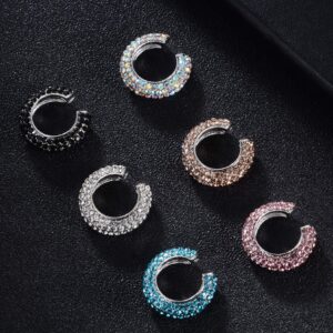 Tornito 6 PCS Non Pierced CZ Huggie Ear Cuffs Earrings for No Piercing Ears Clip Cartilage Earrings for Women