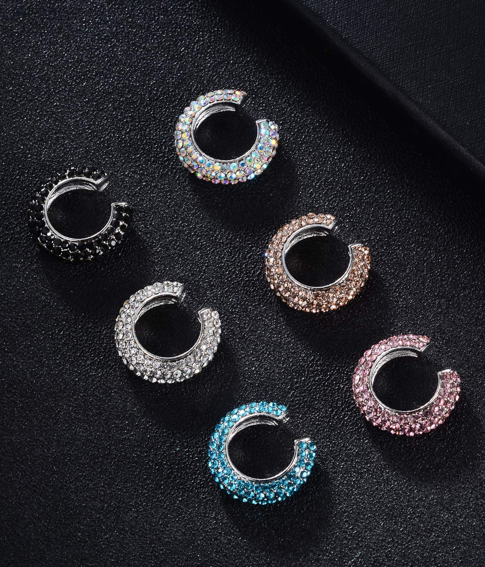 Tornito 6 PCS Non Pierced CZ Huggie Ear Cuffs Earrings for No Piercing Ears Clip Cartilage Earrings for Women