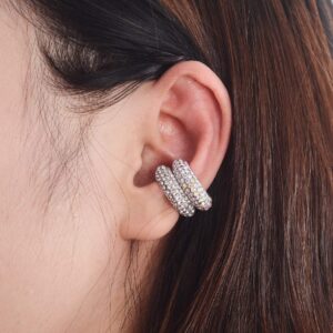 Tornito 6 PCS Non Pierced CZ Huggie Ear Cuffs Earrings for No Piercing Ears Clip Cartilage Earrings for Women