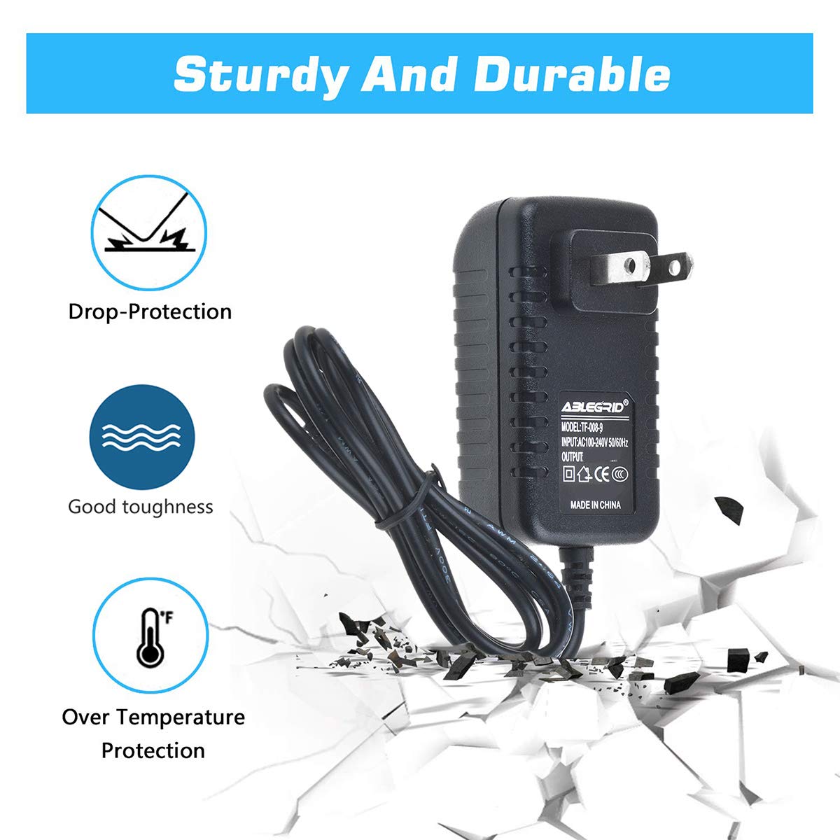 ABLEGRID 12V AC-DC Adapter Charger Power for DIALL AE0295 Rechargeable LED Light Cord PSU