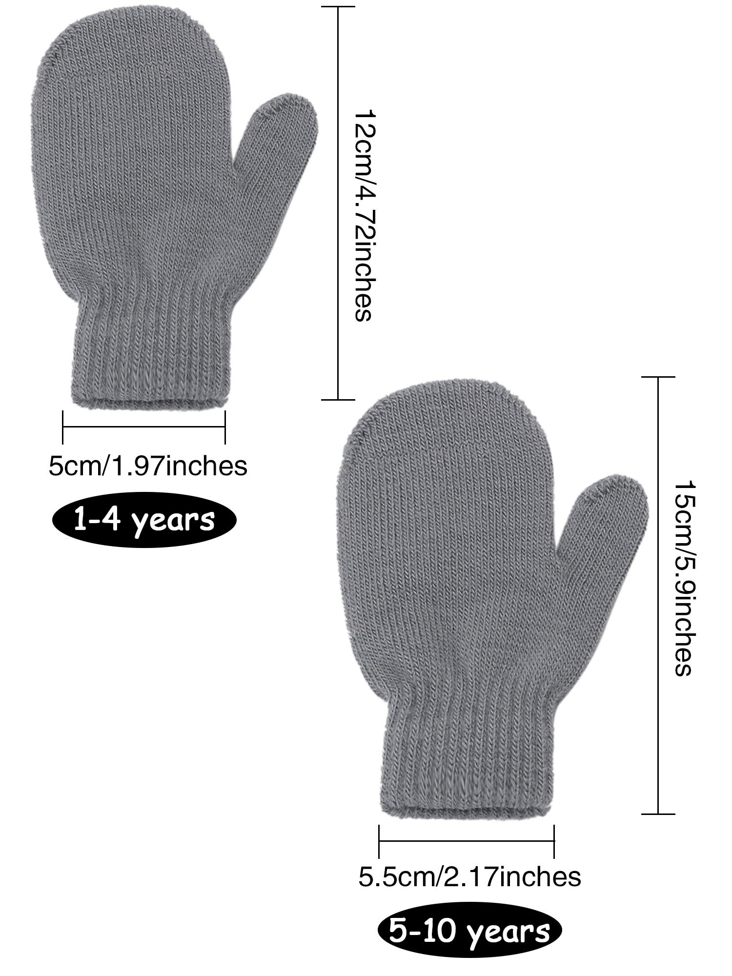 SATINIOR 3 Pairs Toddler Magic Stretch Mittens Little Girls Soft Knit Mitten Baby Boys Winter Knitted Gloves