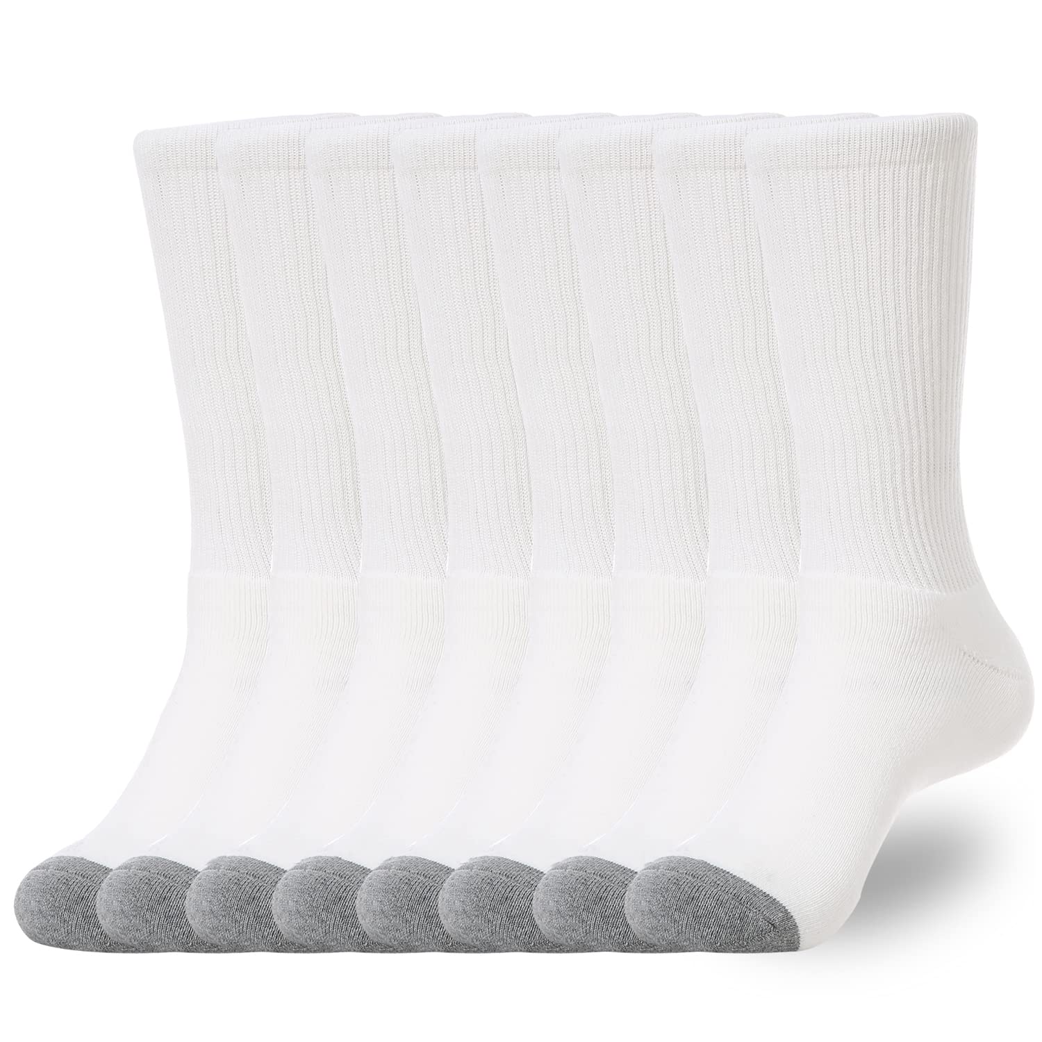 WANDER Women's Athletic Crew Socks 8 Pairs Cushion Running Socks for Women Sport Wicking Cotton Socks 7-10/10-14(Shoe Size :7-10, 8 Pairs White)