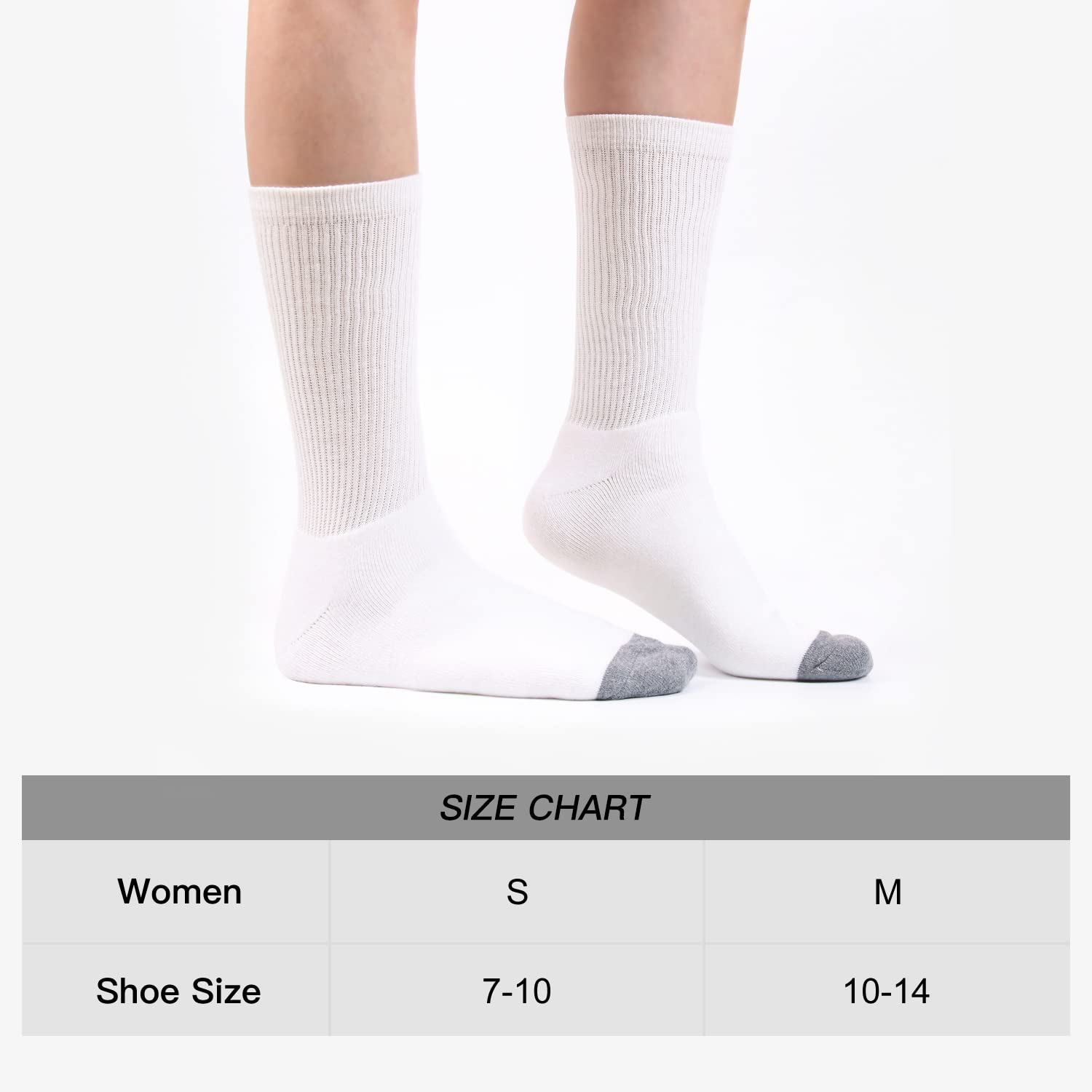 WANDER Women's Athletic Crew Socks 8 Pairs Cushion Running Socks for Women Sport Wicking Cotton Socks 7-10/10-14(Shoe Size :7-10, 8 Pairs White)