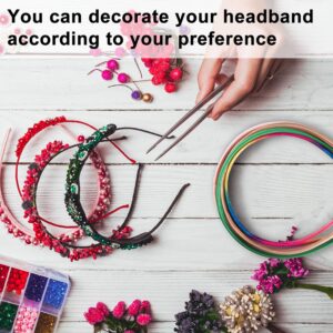 Duufin 50 Pieces Satin Headbands 1 Centimeter DIY Headband Colorful Satin Covered Headband Girls and Women, 25 Colors