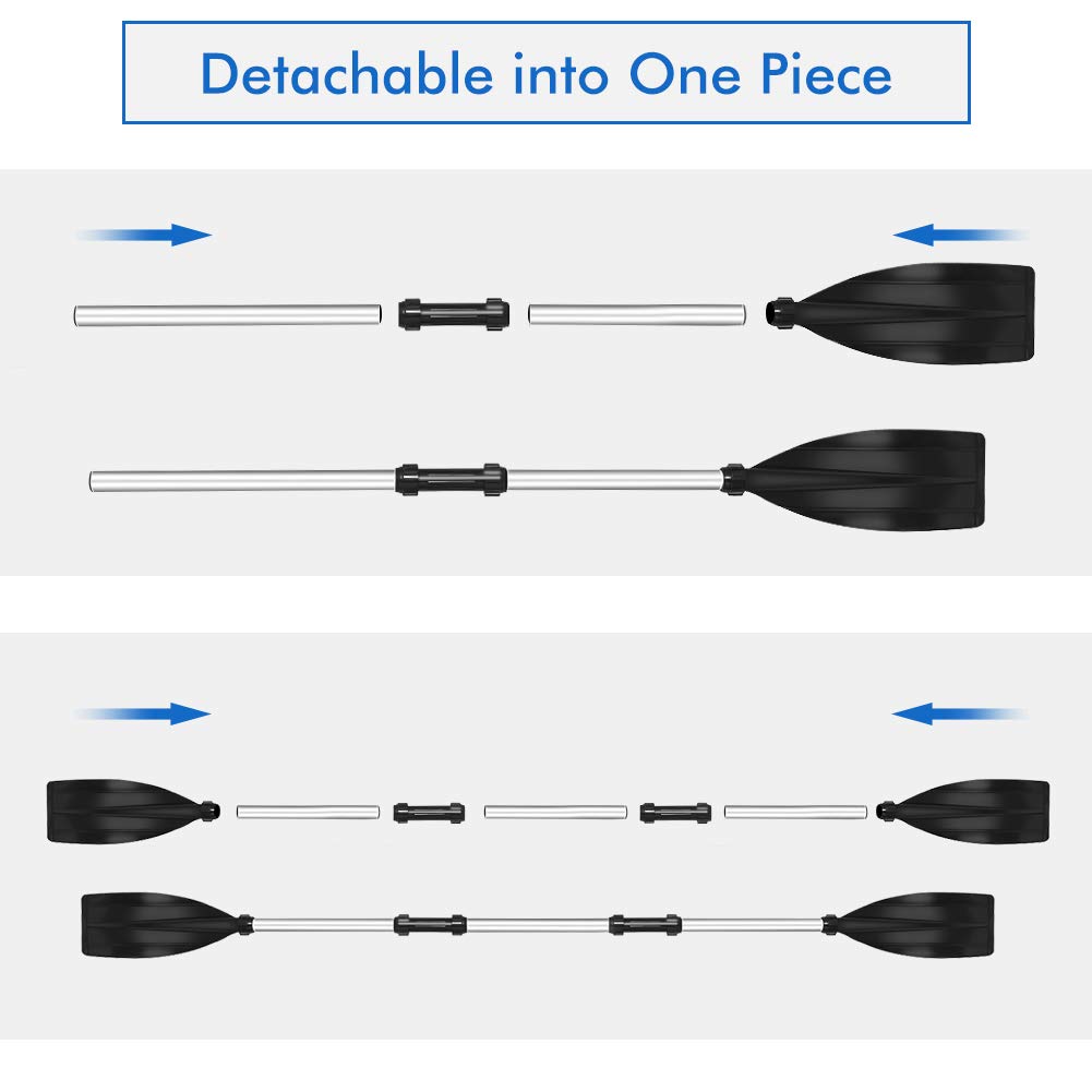 Kayak Paddles, Pair of Detachable Boat Oars Lightweight Aluminum Alloy Ribbed Blade Boat Paddleboard for Kayaking Boating Canoeing Surfing Outdoor Water Sports- 2 Pieces