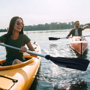 Kayak Paddles, Pair of Detachable Boat Oars Lightweight Aluminum Alloy Ribbed Blade Boat Paddleboard for Kayaking Boating Canoeing Surfing Outdoor Water Sports- 2 Pieces